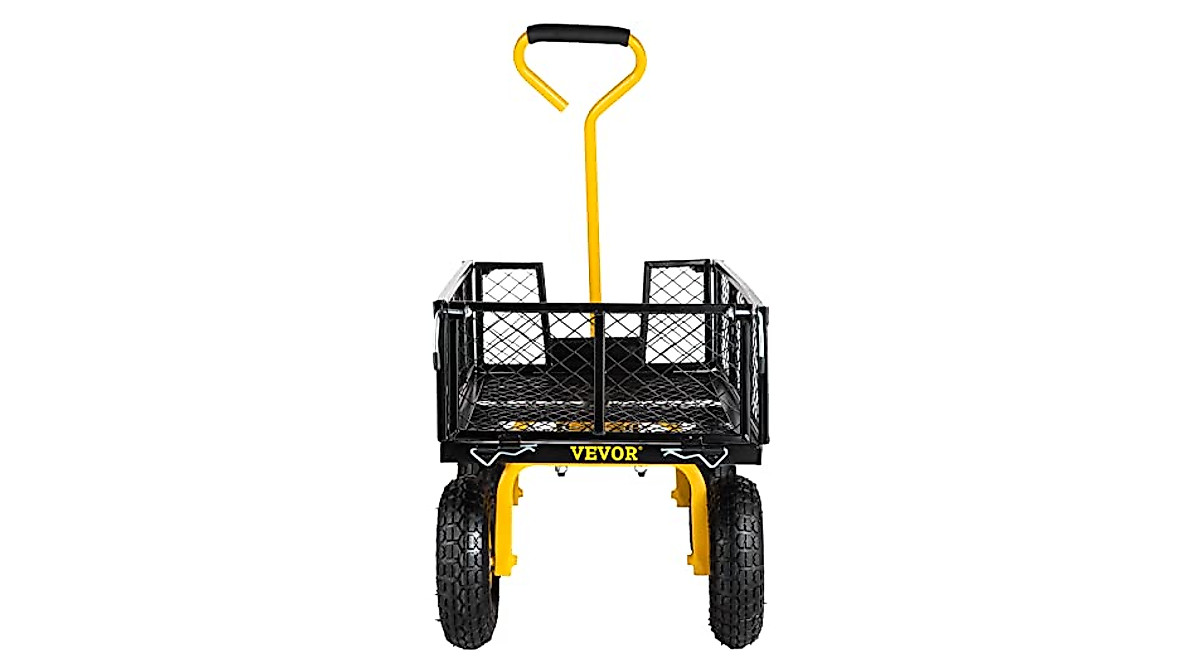 VEVOR Steel Garden Cart, Heavy Duty 900 lbs Capacity, with Removable ...