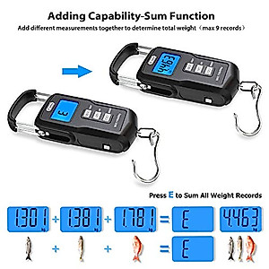 [Upgraded]FS01 Fishing Scale, Dr.meter 110lb/50kg Digital Hanging Scale with Storage Function and Numerical Comparison, Backlit LCD Display, Measuring Tape and 2 AAA Batteries Included