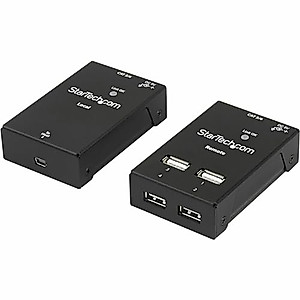 StarTech.com 4-Port USB 2.0 Extender - 130ft (40m) USB Over Cat5/Cat6 Extender - Compact USB 2.0 Over Ethernet Extender, TAA (USB2004EXTV)