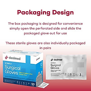 Dealmed Disposable Latex Gloves – Medical Gloves, Multi-Layer, Size 6.5, 50 Pairs Per Box