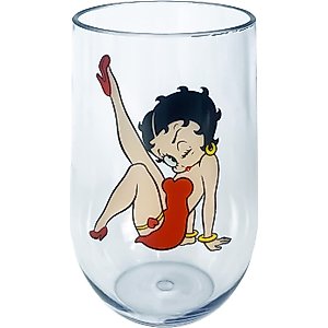 Spoontiques - Betty Boop Acrylic Wine Cup - Acrylic Wine Tumbler – Acrylic Stemless Wine Glass – 16oz - 5 5/8” Tall
