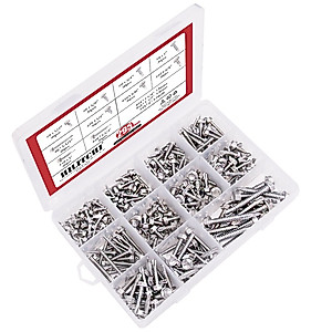 Hilitchi 295 Pieces #8 / #10 / #14 Stainless Hex Washer Head Self Drilling Sheet Metal Tek Screws with Drill Point (1/2'' to 2'' Size Inside Plastic Box)