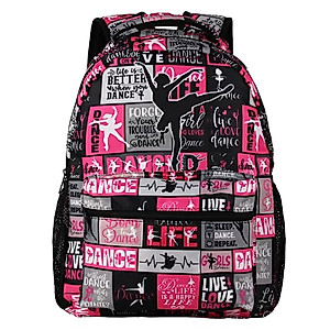 Dance Backpack for Girls, Elementary Middle High School Bookbags for Teen Kids, Travel Laptop Backpack for College Students Women Men Durable Lightweight School Bags, 17 Inch Large Back Packs