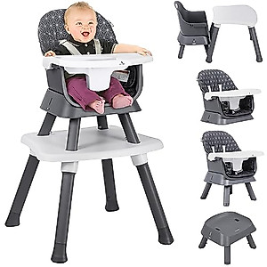 Accombe High Chair 7 in 1 Baby High Chairs for Babies and Toddlers Booster Seat for Dining Table, Convertible Baby Eating Chair Adjustable Plastic Highchairs for Baby Boy Girl, Sit up Floor Chair