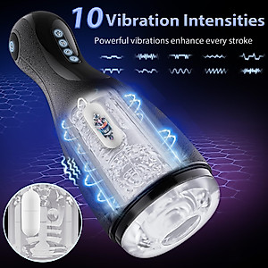 Automatic Male Masturbator Male Sex Toy with 3 Squeezing Modes, 3 Suctions & 10 Vibrations, Male Sex Toys for Men Male Stroker Penis Pump, Adult Toys Pocket Pussy for Men, Adult Sex Toys & Games
