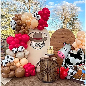 Cow Gender Reveal Balloon Garland kits,Cowboy or Cowgirl Western Gender Reveal Party Supplies for Cow Themed Baby Shower Farm Animals Birthday Party Decorations