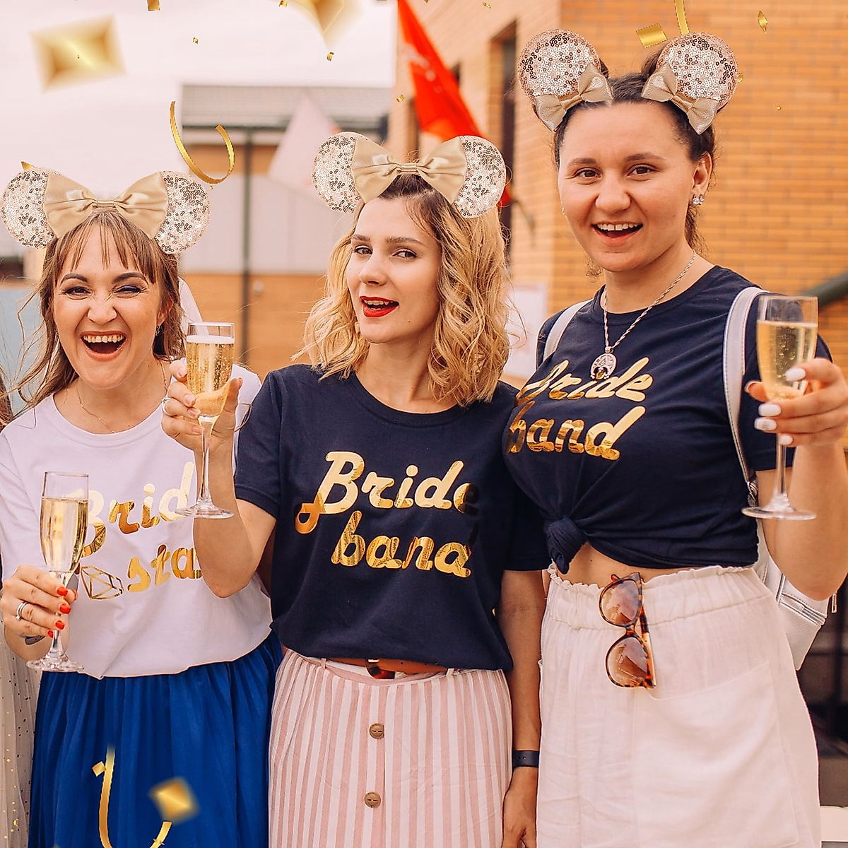 Akkya Ears Headband Hair Clips Accessories for Women Girl Kid Adult Birthday Party Princess Park Costume Mini Bow Present Glod