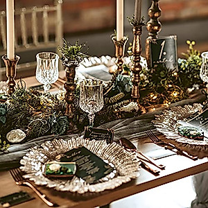 WUWEOT 12 Pack Silver Charger Plates, 13" Round Plastic Reef Plate Chargers with Flora Reef Design for Wedding Dinner Party Decoration