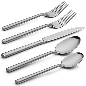 Alata Potter 20-Piece Forged Silverware Set, Service for 4 – Premium Stainless Steel Flatware Set, Modern Design with Satin Finish, Ideal for Home, Kitchen, Party, Camping