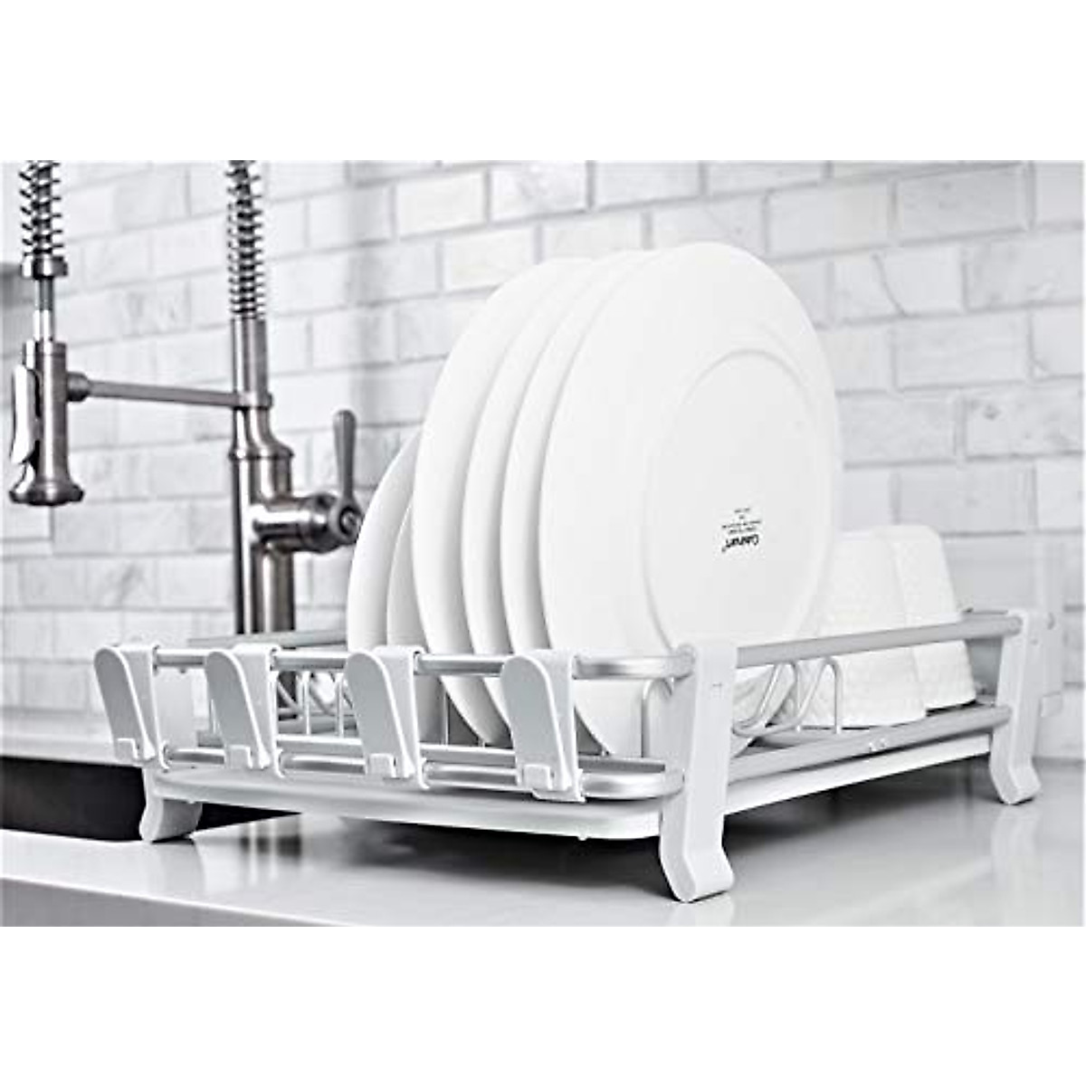 Real Home Innovations Designer Series Milan Single Tier Dish Rack, Extra Large, Satin Aluminum Gray