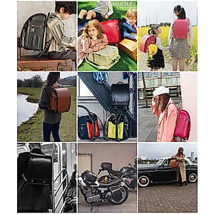 IwaiLoft Ransel Randoseru Backpack Automatic Satchel Japanese School Bag Cherry Blossom Sakura Embroidery PU Bookbag (Green)