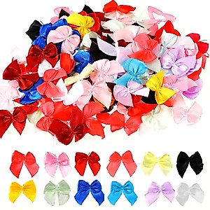 200 Pcs Mini Bows for Crafts Satin Ribbon Bows Small Multicolor DIY Craft for Sewing Small Bow Crafts Decoration for Presents Flowers Bow Maker Hair Accessories for Wedding Randomly Mix Colors