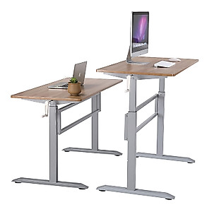 UNICOO Manual Standing Desk Adjustable Height Heavy Duty Game Desk, Crank Adjustable Desk, Adjustable Computer Desk, Manual Stand Up Desk with Headphone Hook,48 x 24 Inches(SYK01-Grey Oak)