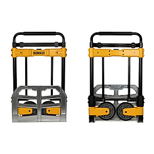 DEWALT Folding Hand Truck and Moving Dolly, 420-lb Capacity Utility Cart, Heavy-Duty Steel Frame, Telescoping Handle, Flat-Free 7-inch Wheels