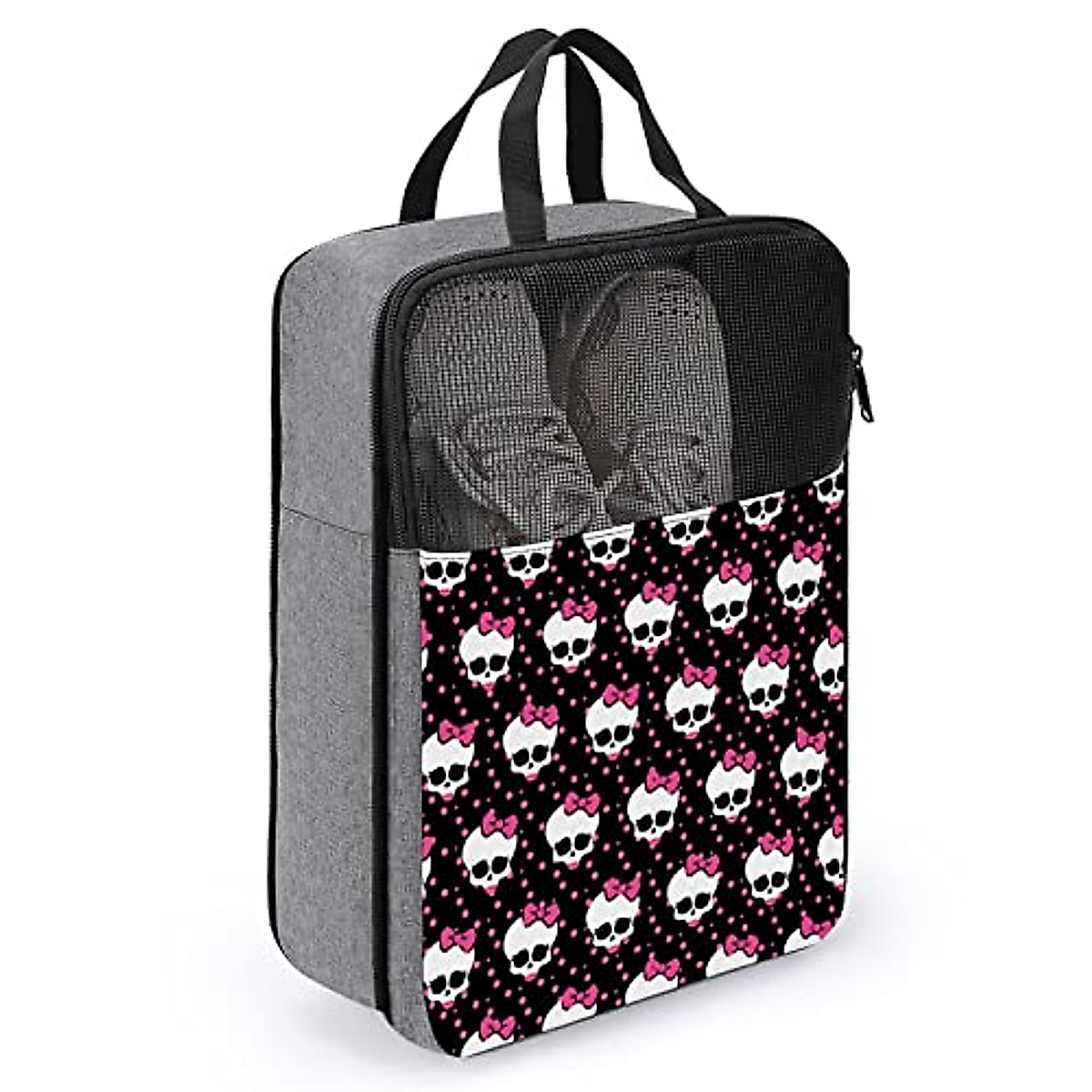 Frcavbin Skull Bow Red Lip Travel Shoe Bag Shoes Carrier with Handle and Zipper Foldable Shoe Puches Organizer for Home storage School starts