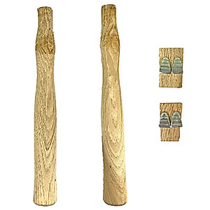 2 pack Wood Sledge hammer handle replacement for 2, 3 and 4 lb Complete Set with Wooden and Steel Wedges - Wood replacement ball pien hammer handle - Wood tool handle - Wooden handle hammers in bulk