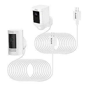 OLAIKE 5m/16ft Charge Cable with DC Power Adapter(2 Pack) Compatible with Stick Up Cam Battery 3rd Gen/2nd Gen & Spotlight Cam Battery, Weatherproof Cable to Continuously Charge Your Camera,White