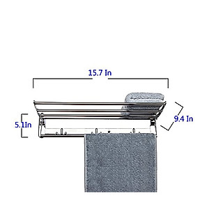 Candora Wall Mounted Shelf Towel Rack Stainless Steel Brushed Towel Shelf Towel Holder (40cm / 16in)