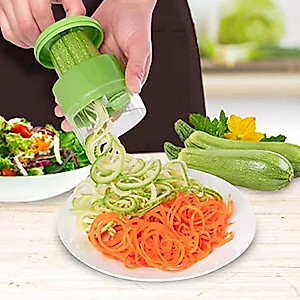 Handheld Spiralizer 3 in 1 Vegetable Slicer, Veggie Spiral Cutter Zucchini Spaghetti Maker Adjustable Spiral Slicer for Low Carb Vegan Meals