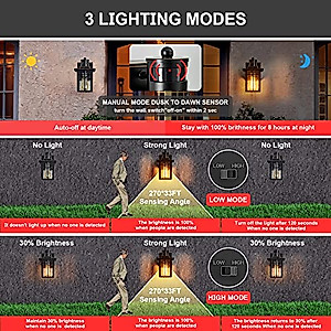 Myhaptim Porch Lights with GFCI Outlet,Dusk to Dawn Motion Sensor Outdoor Lights,3 Lighting Modes Black Front Door Lights,Waterproof Outside Wall sconces for House Patio Garage