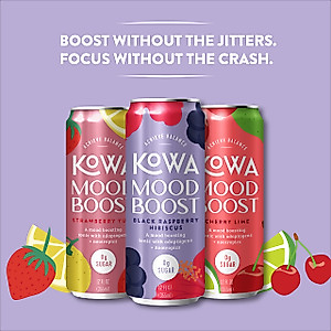 Kowa Mood Boost, 10 Calorie Soda, Adaptogen Drink, 0 Sugar, No Caffeine, Variety Pack, 12 fl oz (Pack of 12)
