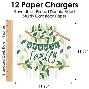 Big Dot of Happiness Family Tree Reunion - Family Gathering Party Round Table Decorations - Paper Chargers - Place Setting For 12