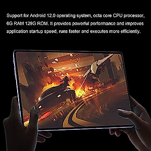 PUSOKEI 10.1in Tablet 12, Dual SIM LTE Calling Tablet, MT6750 8 Cores CPU, 6G RAM 128G ROM, HD IPS Touch Screen, 8MP & 13MP Camera, Dual Band WiFi, BT, 8000mAh Battery (Gray)