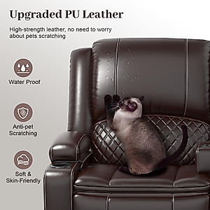 Yolsali Loveseat Recliner Sofa, Manual Reclining Loveseat with Removable Armrest, Faux Leather Recliner Loveseat for Adults with 2-Tier Cushions, USB Charging Ports, Cup Holders - Brown