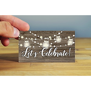 Stonehouse Collection Rustic Wedding Place Cards- 25 Guest Seating Name Cards Folded Table Tent - Let's Celebrate Wedding & Party Table Tents(Rustic Lets Celebrate)