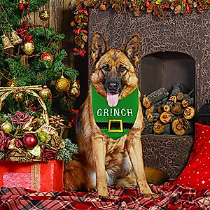 AnyDesign 6 Pack Christmas Dog Bandanas Red Green Blue Plaid Bibs Santa Snowman Reindeer Dog Scarf Washable Pet Neckerchief for Christmas Winter Dogs Cats Pets Decoration Xmas Party Supplies