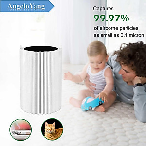ANGELOYANG 3 Pack Blue Pure 411 Filter Replacement Compatible with Blueair Blue Pure 411 Genuine, 411+, 411 Auto and MINI Air Purifiers, Package Include the 3 Particle and 3 Activated Carbon Filter