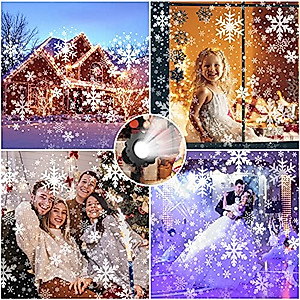 auanvel Christmas Snowflake Projector Lights Waterproof LED White Snowfall Projector Lights for Christmas, Holiday, Halloween, Party, Garden, Wedding, Indoor Outdoor Decorations