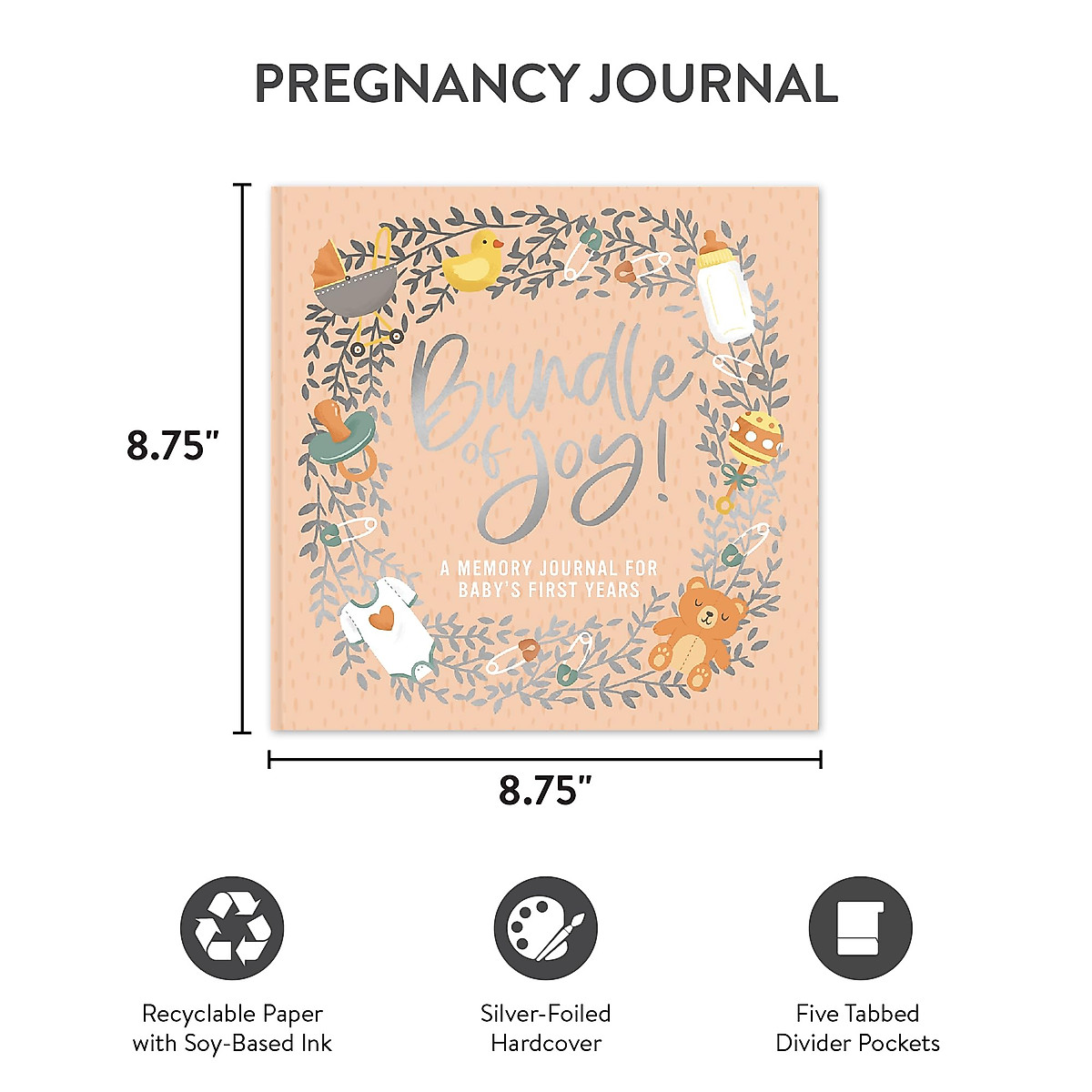 Baby's First Years Guided Journal by Studio Oh! - Bundle of Joy - 9" x 9" - Beautifully Illustrated Hardcover Journal with Storage Pockets Creates a Keepsake of Baby's Earliest Years