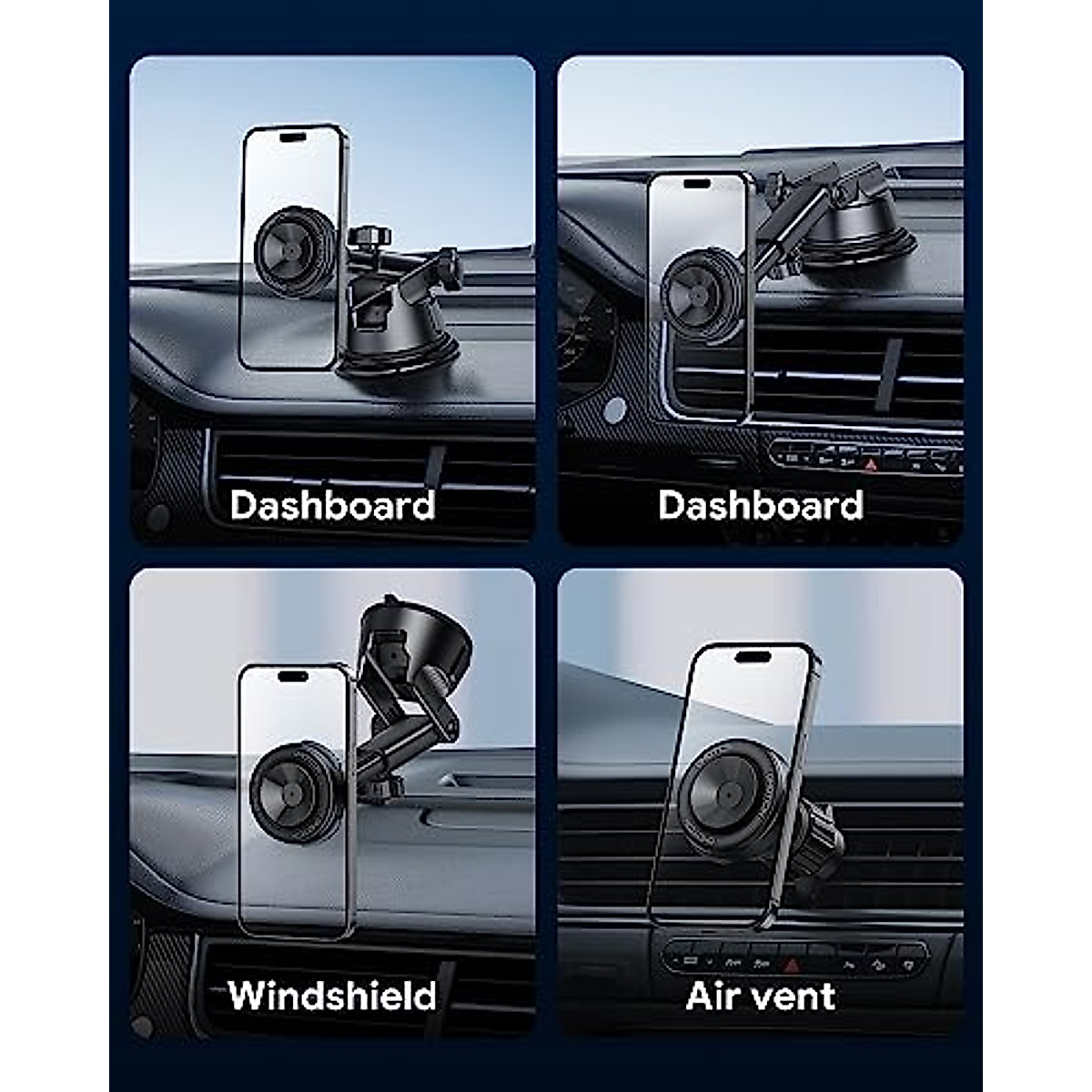 OMOTON for MagSafe Car Mount, O-Mag DriveSafe Magnetic Phone Holder for Car, Cell Phone Mount for Dashboard Windshield Vent, Fit for iPhone 15 14 13 12 Series Magsafe Cases