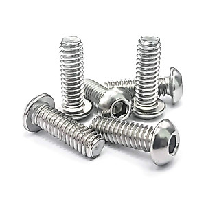 1/4-20 x 1 Button Head Socket Cap Bolts Screws, 304 Stainless Steel 18-8, Allen Hex Drive, Bright Finish, Fully Machine Thread, Pack of 100