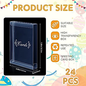 Suzile 24 Pcs Clear Greeting Card Boxes, Plastic Transparent Photo Storage Box Greeting Card Holder Rectangular Box Case Printed Cards for Cards, Photos, Paper, Envelopes(5.39 x 7.36 x 1 Inches)