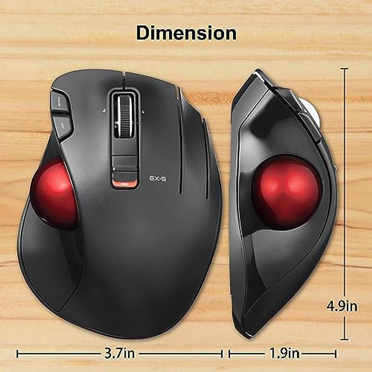 ELECOM EX-G Trackball Mouse, 2.4GHz USB Wireless, Ergonomic Design, Thumb Control, Smooth Precise Tracking Roller Ball, 6 Programmable Buttons, Tilt Scroll, Computer Mice for Laptop PC, Windows & Mac