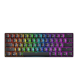 GK61 Mechanical Gaming Keyboard - 61 Keys Multi Color RGB Illuminated LED Backlit Wired Programmable for PC/Mac Gamer (Gateron Optical Yellow, Black)