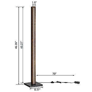 EDISHINE Modern Wood Corner Floor Lamp, Sleek Dimmable LED Atmosphere Lamp, Minimalist Standing Mood Lighting for Living Room, Bedroom, Studio, Office, 3000K Warm Light, 46"