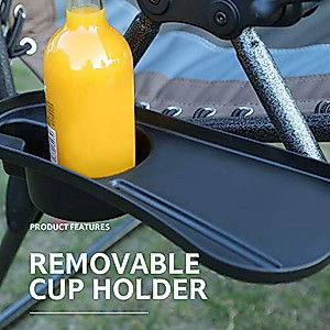 TIMBER RIDGE Outdoor Reclining Patio Padded with Adjustable Headrest and Cup Holder Foldable Zero Gravity Lawn Chair XL for Adults, Support up to 350 LBS, Brown,1 Count