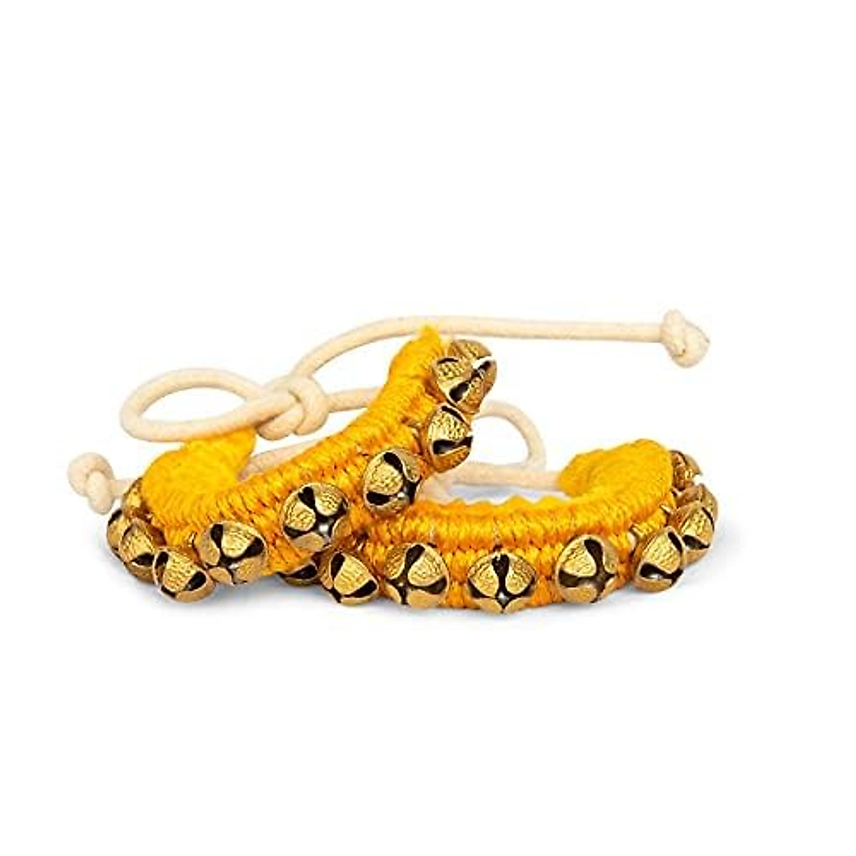 Art Of Creation Kathak Dancing Ghungroo Anklet Pair Yellow 1 line Indian Classical Dancers Musical Instrument Bharatnatayam Ghungru (Yellow) 20 Bell