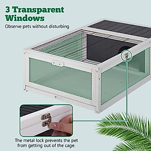 Tortoise House Wooden Turtle Habitat w/Removable Bottom, Large Reptile Cage Indoor Small Animals Habitats for Lizards, Bearded Dragon