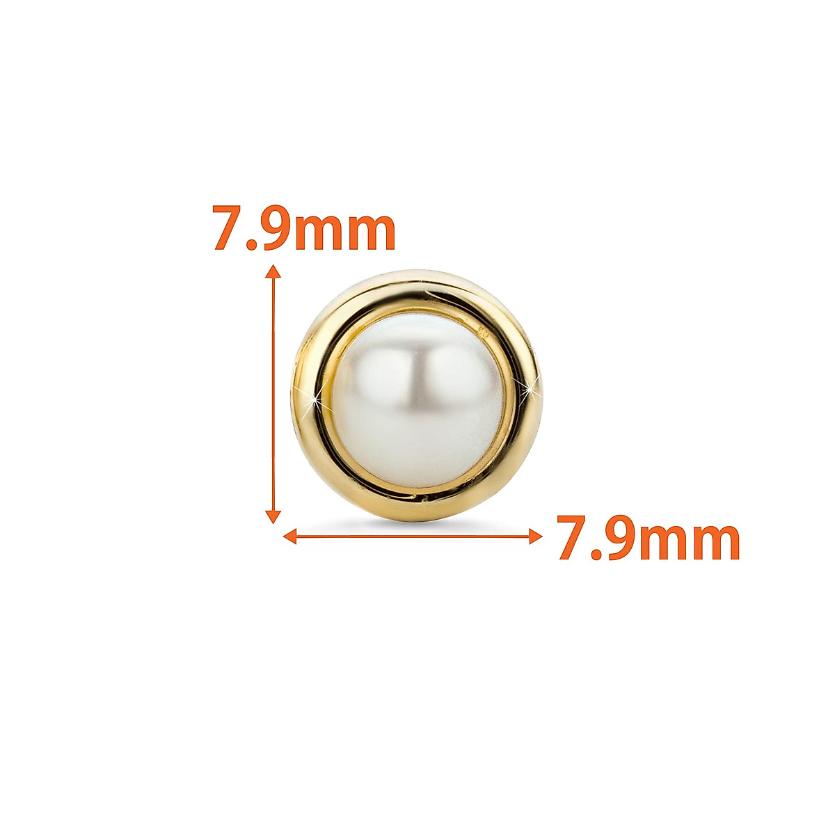 Orovi Pearl Stud Earrings for Women - 14K Gold Earrings for Women with 8mm Freshwater Pearl Stud - Elegant Timeless Womens Earrings Set Handmade in Italy - Womens Earring Set - Jewelry for Women