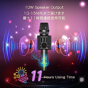Gigastone] Bluetooth V5.0 Karaoke Microphone Wireless Portable Handheld, Speaker 10W, Voice Change, USB Driver & 3.5mm Jack, Home Party for iOS Android PC All Smartphone