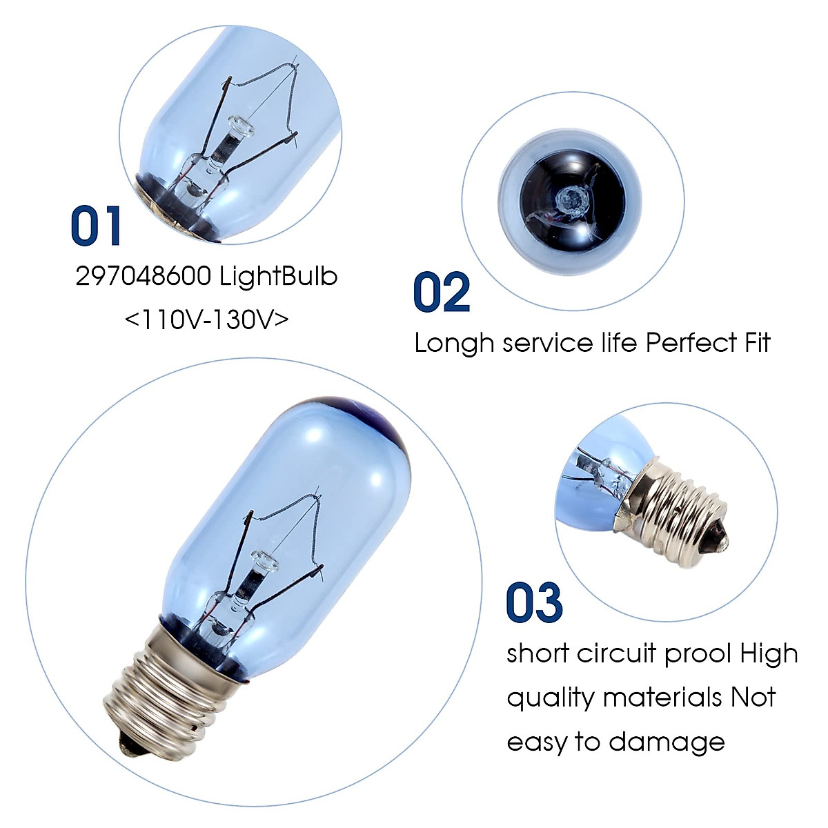 Txdiyifu T8 40W Refrigerator Light Bulb 241552802 297048600 Replacement for Whirlpool KitchenAid Electrolx Kenmore Frigidaire Light Bulb (2 Packs)