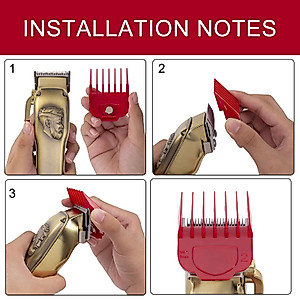 Clipper Guards Magnetic Combs Set for Andis Master Clippers Trimmer Cordless Clipper- 10 Cutting Lengths from 1/16” to 1” Designed for MBA, MC-2, ML, PM-1 And PM-4, Red (10 Pack)