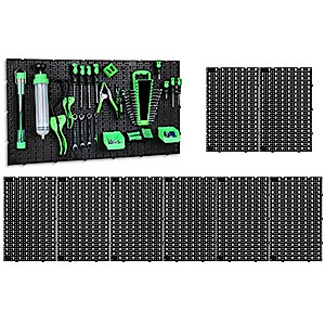 SWANLAKE 8PCS Black Plastic Pegboard Panels, 152"Wide Garage Tool Pegboard