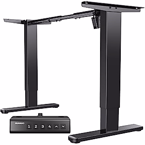 HUANUO Standing Desk Frame with 220lbs Powerful Brushless Motor, Thick T-Shaped Adjustable Desk Legs Made of Automotive-Grade Steel, for Max 75″ x 35″ Desktop, for Home Office, Frame Only