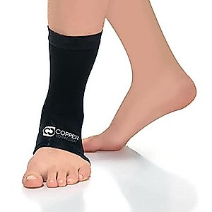 Copper Compression Ankle Orthopedic Brace - Copper Infused Plantar Fasciitis Sleeve Relief for Foot Pain, Ankle Sprain, Arch Support, Achilles Tendonitis, Tendons & Heel Spurs Fits Men & Women - Large