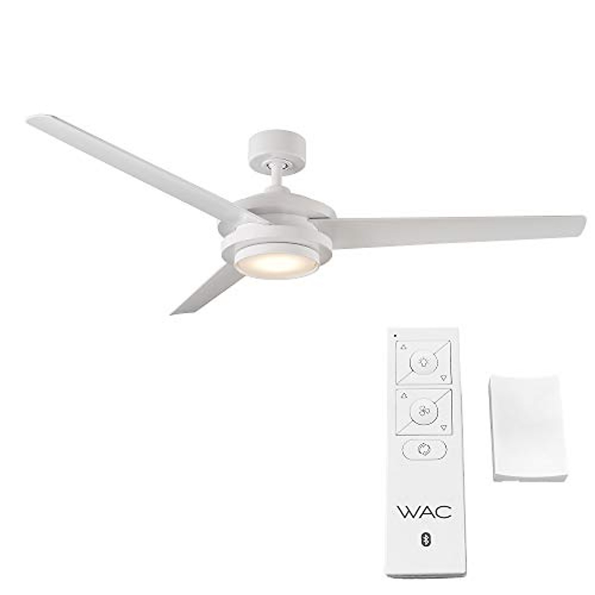 WAC Smart Fans Geos Indoor and Outdoor 3-Blade Ceiling Fan 60in Matte White with 3000K LED Light Kit and Remote Control works with Alexa and iOS or Android App